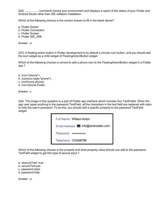Flutter and Dart MCQS | PDF
