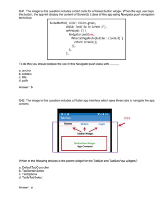 Flutter and Dart MCQS | PDF