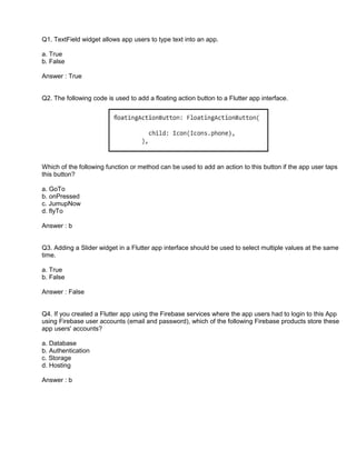 Flutter and Dart MCQS | PDF