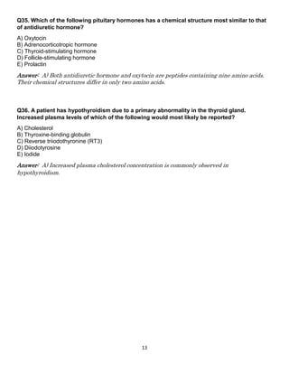 Mc qs for midblock endocrine physioogy | PDF | Thyroid Disorders ...