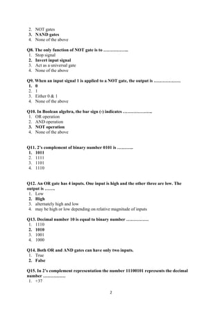 Mc qs for unit 1 | PDF