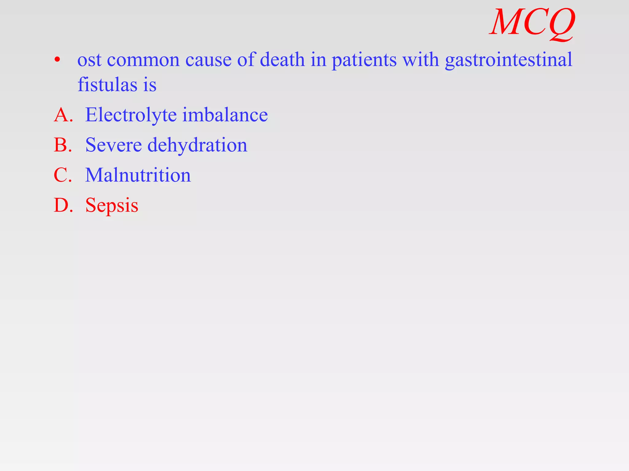 MCQs gastrointestinal fistula.pptx