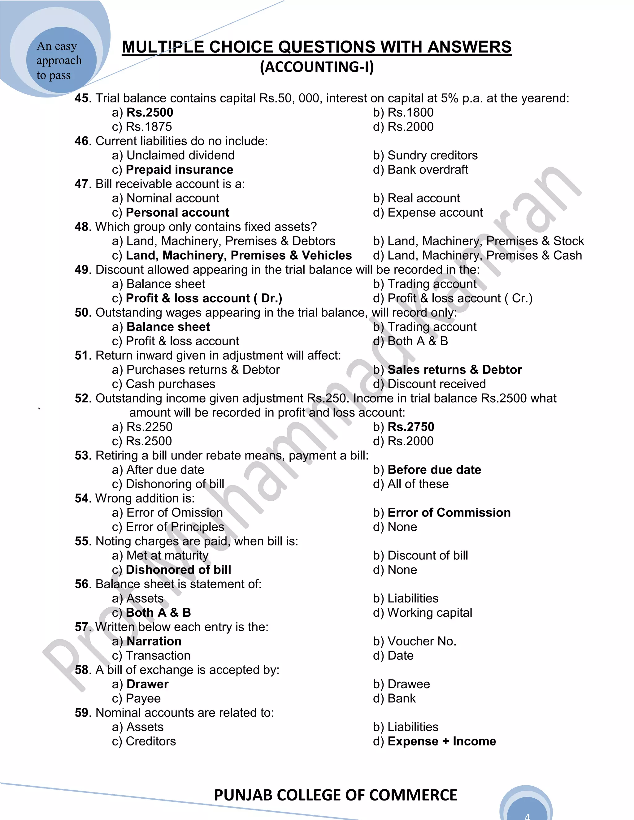 Mcq's i.com 01 accounting | PDF