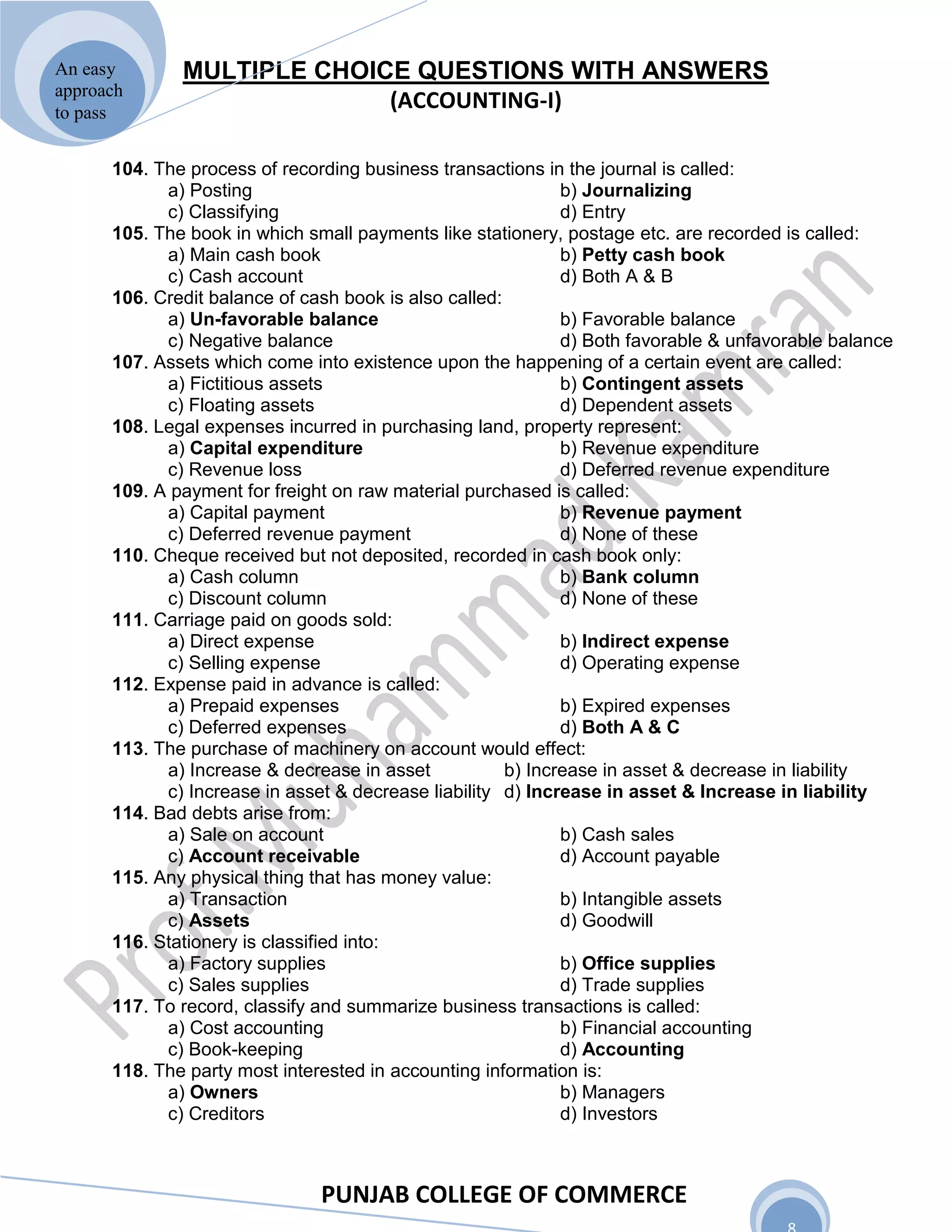 Mcq's i.com 01 accounting | PDF