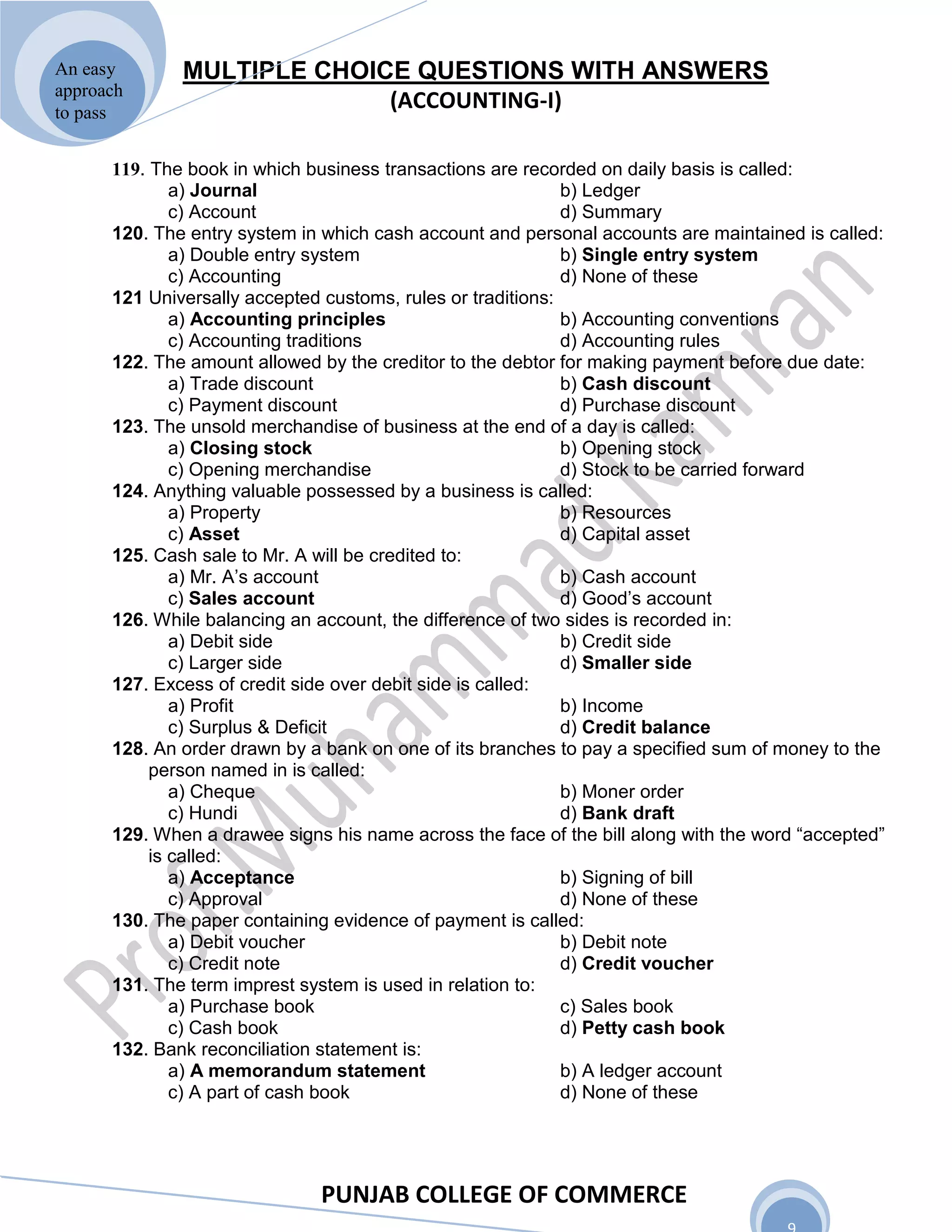 Mcq's i.com 01 accounting | PDF