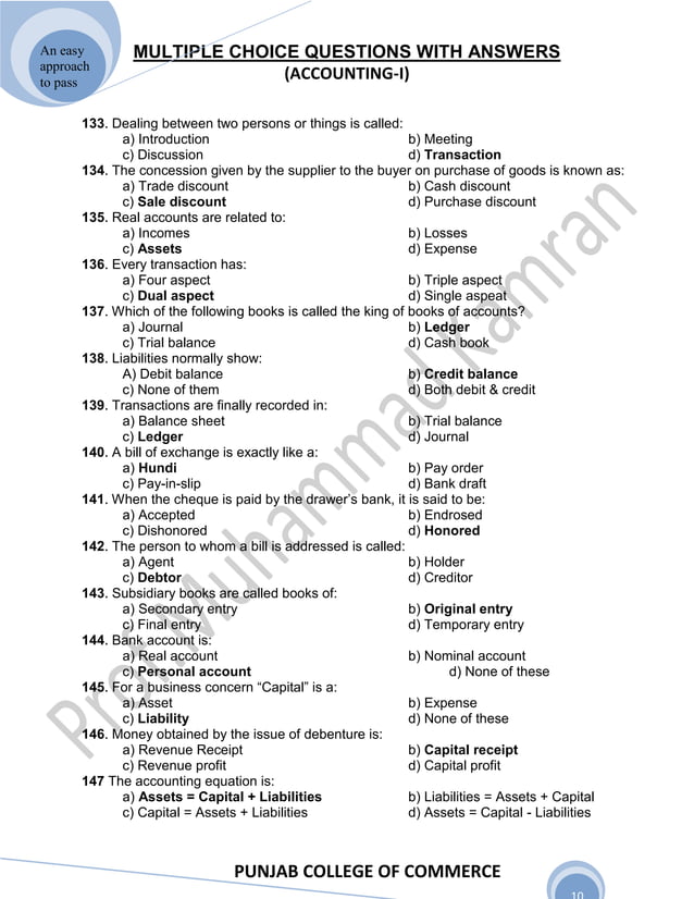 Mcq's i.com 01 accounting | PDF