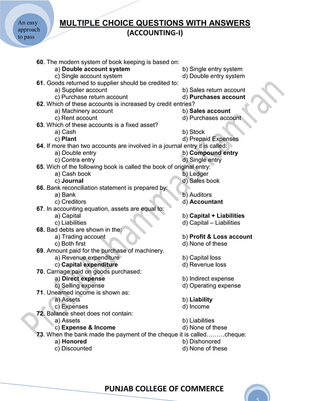 Mcq's i.com 01 accounting | PDF