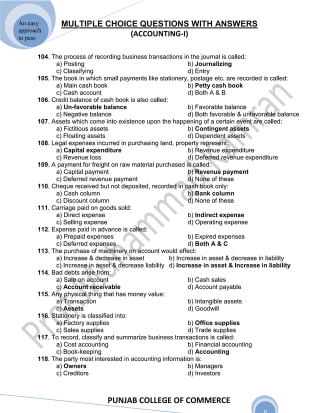 Mcq's i.com 01 accounting | PDF