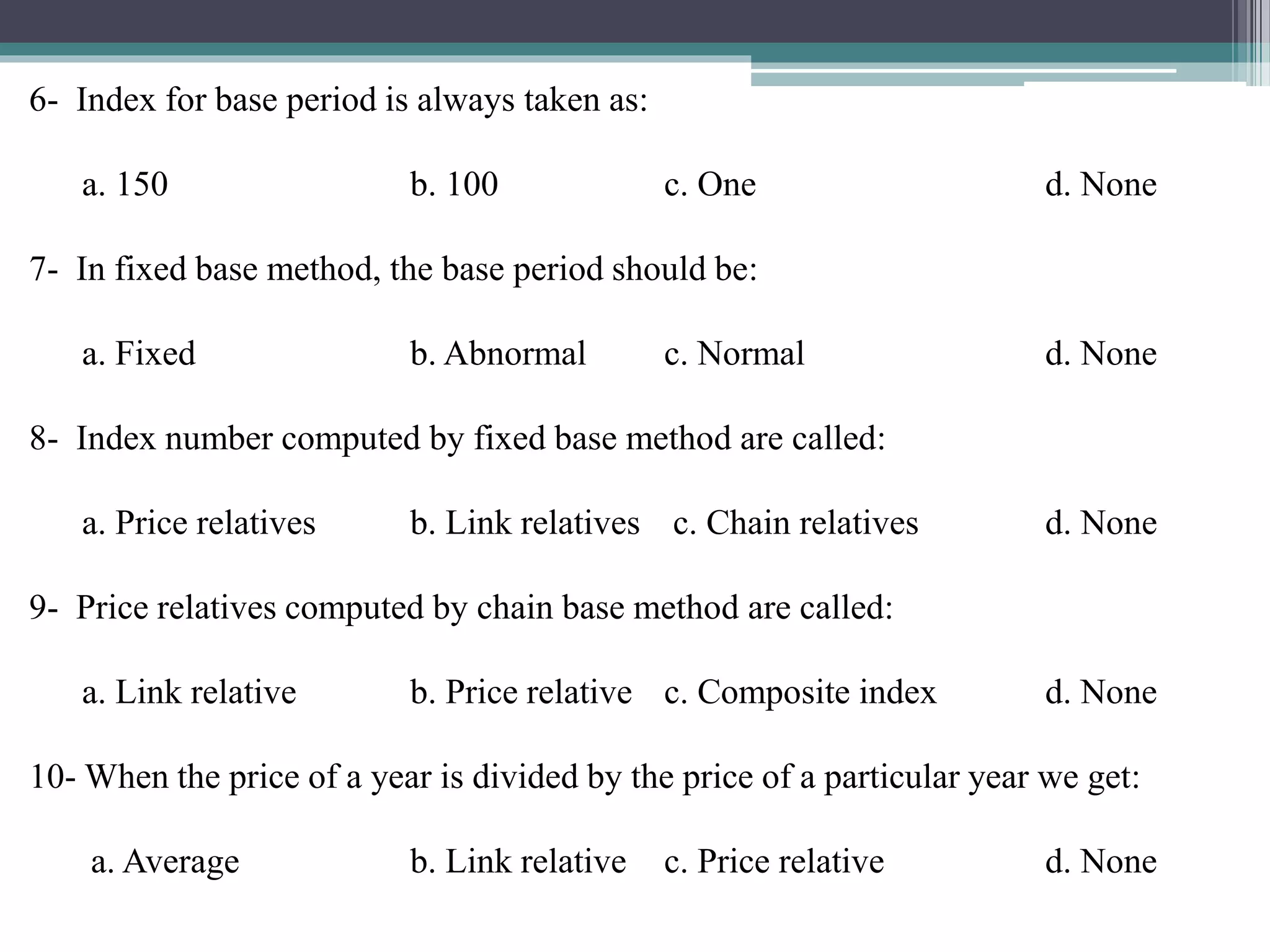 Mcqs (index number) | PPTX