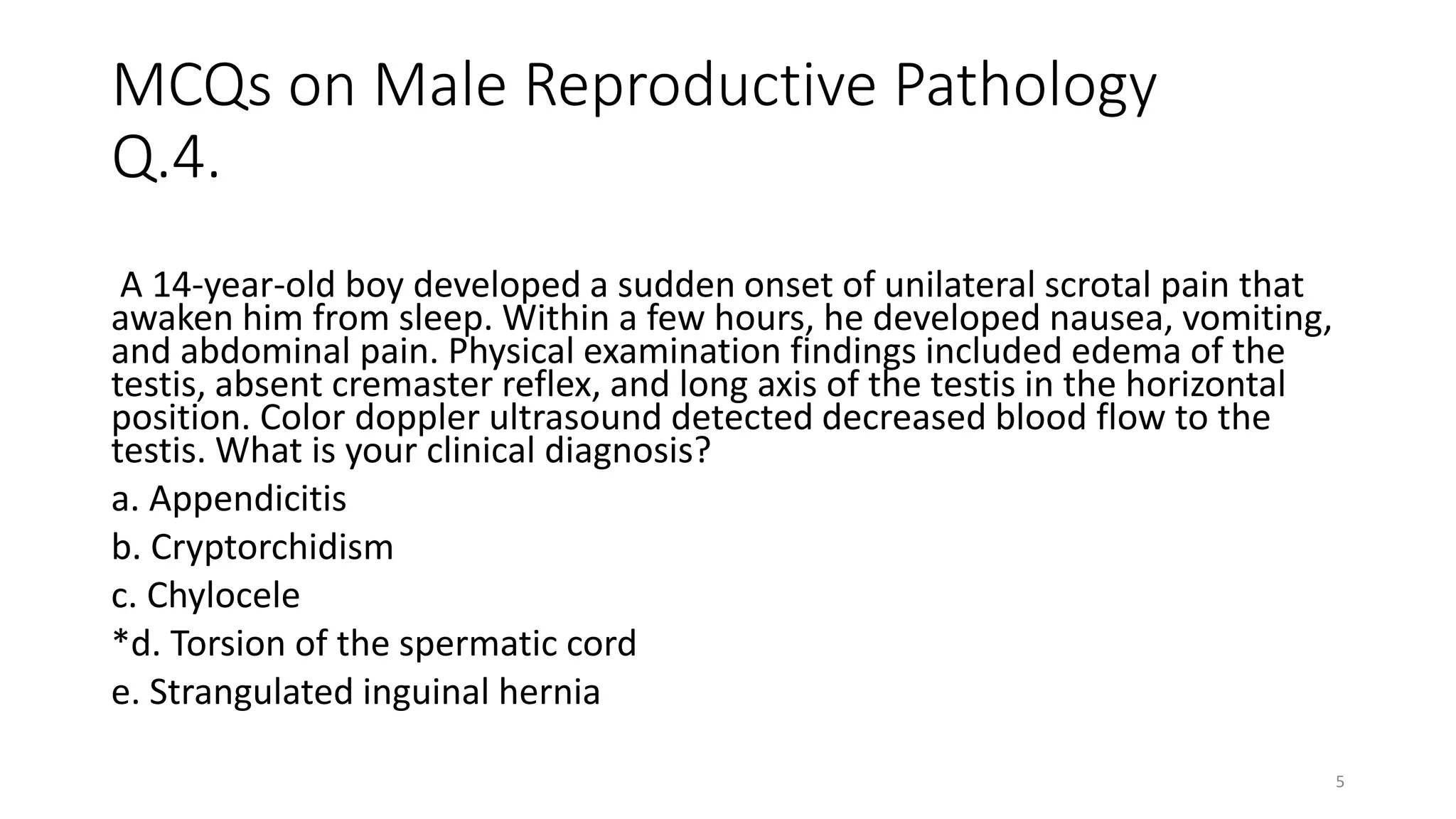 MCQs in male reproductive pathology ss1 | PPTX