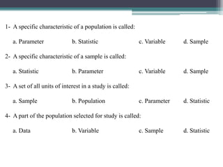 Mcqs (introduction of statistics) | PPTX