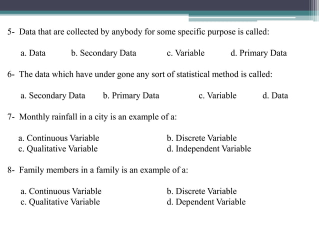 Mcqs (introduction of statistics) | PPTX | Science