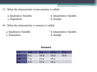 Mcqs (introduction of statistics) | PPTX