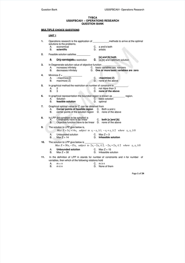 Mcqs linear prog | PDF | Computer Software and Applications | Computing