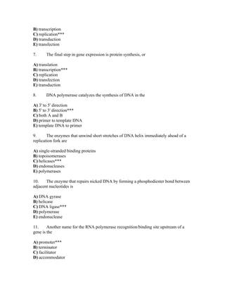Mc Qs Mol Biology | DOC