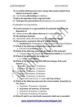 PPSC CHEMISTRY PAST PAPERS MCQS solved BY Malik XUFYAN | PDF