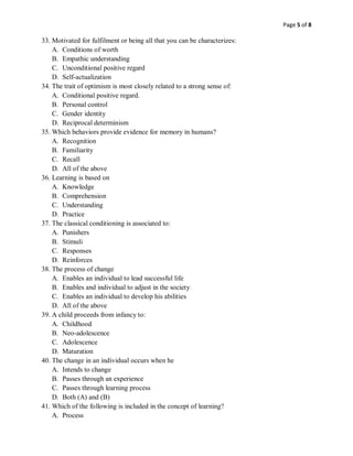 Mcqs of psychology | PDF