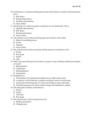 Mcqs of sociology | PDF