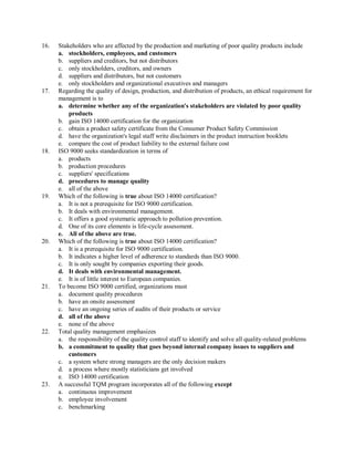 Mc qs of total quality managements | PDF