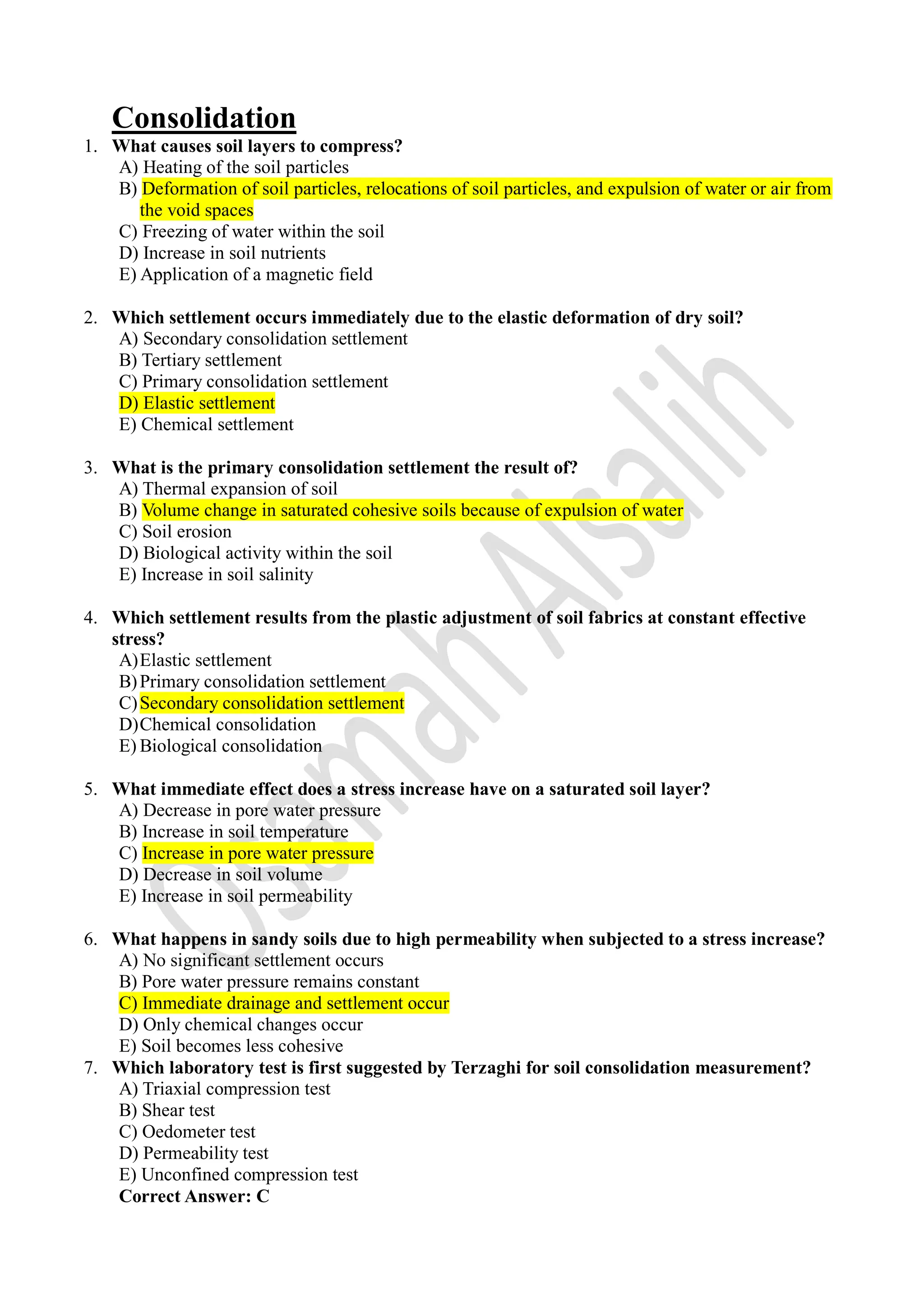 MCQ Soil Mechanics equestions (Consolidation).pdf