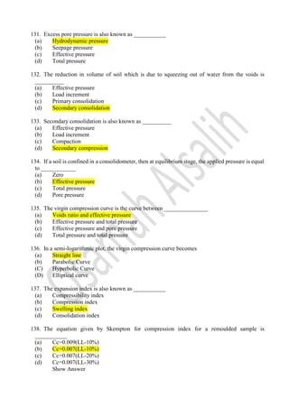 MCQ Soil Mechanics equestions (Consolidation).pdf