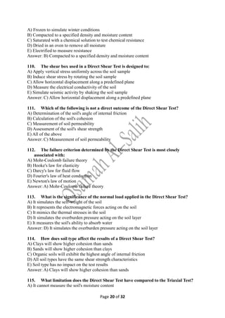 MCQ Soil mechanics questions (Soil shear strength).pdf