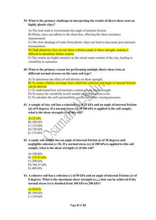 MCQ Soil mechanics questions (Soil shear strength).pdf