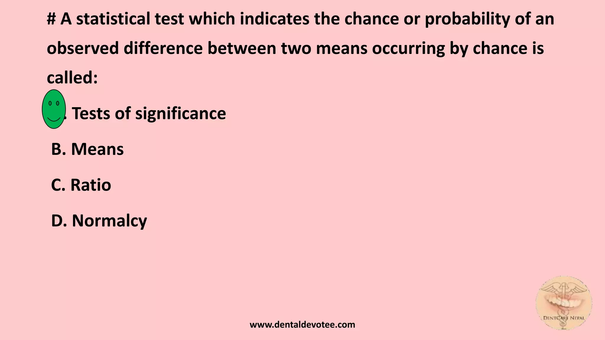 Multiple Choice Questions - Biostatistics | PPTX