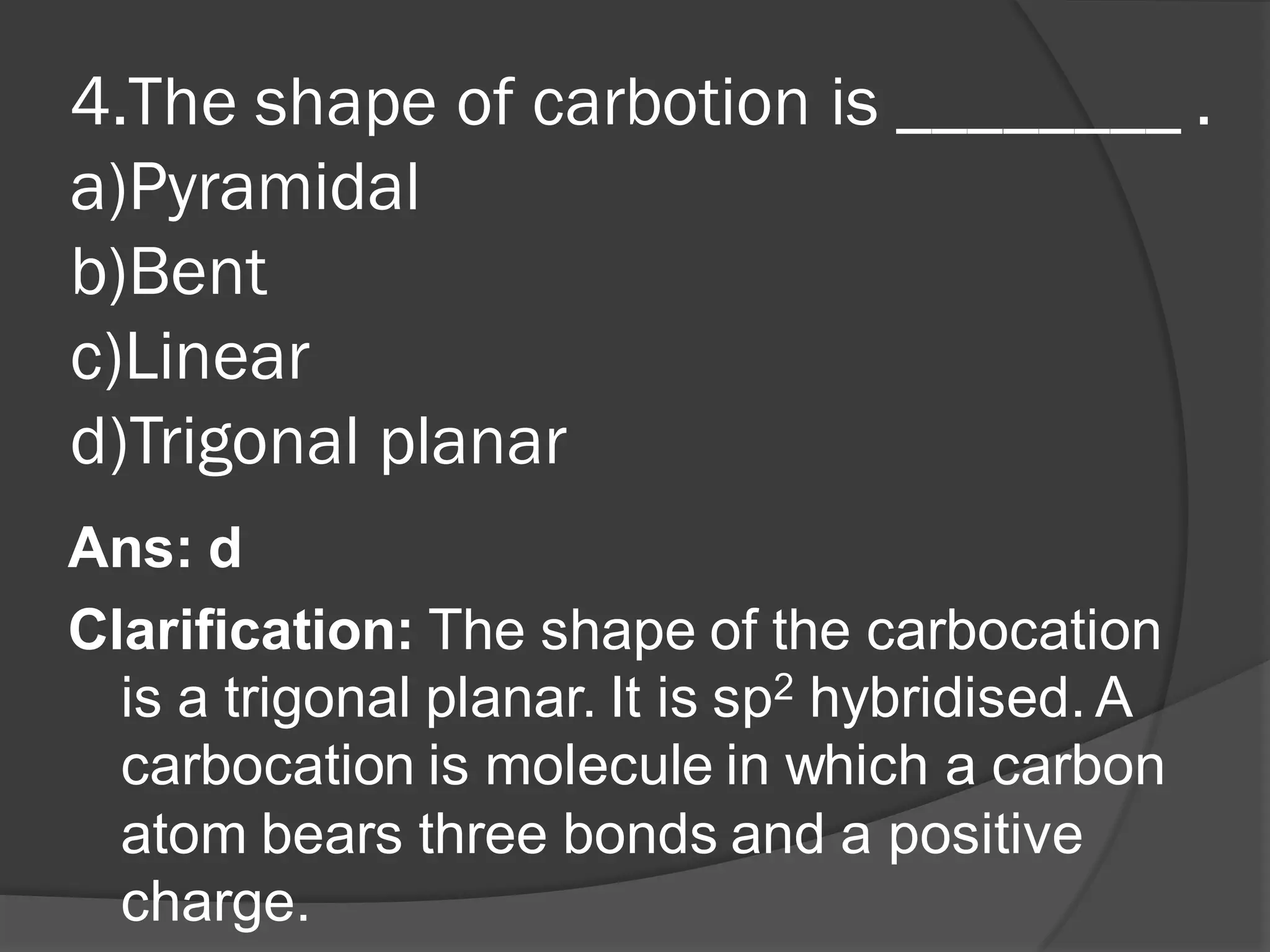 Mcqs on carbocations | PDF