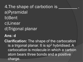 Mcqs on carbocations | PDF