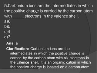 Mcqs on carbocations | PDF