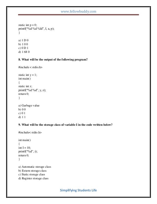 Mc qs on c storage classes www.fellowbuddy.com