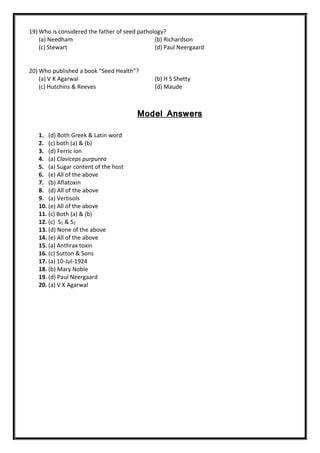 Multiple Choice Question on effects of secondary metabolites produced ...