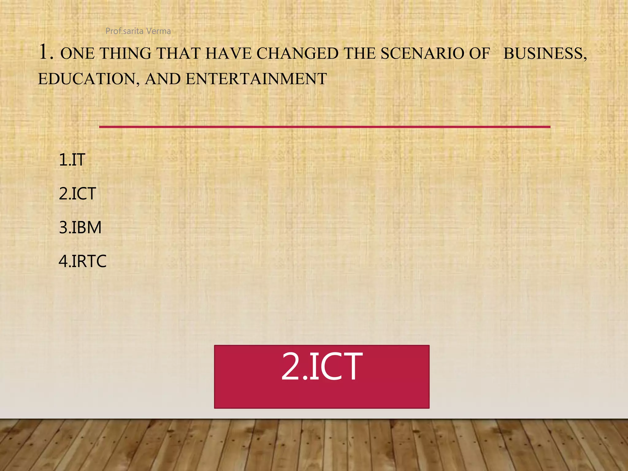 MCQ's on Information and Communication Technology | PPTX