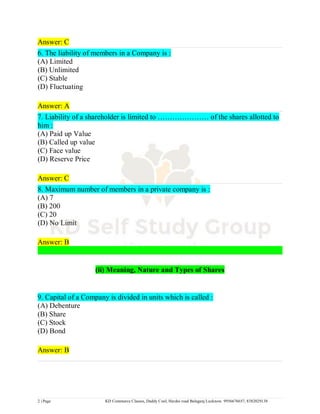 Mcqs On Issue Of Shares Pdf