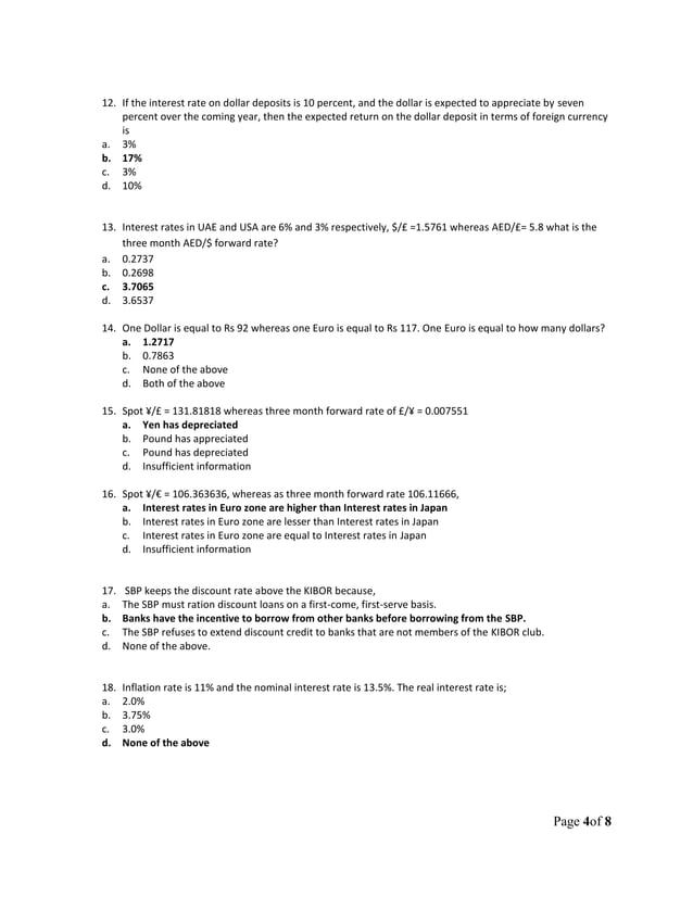 Mcqs on money & banking with solution | PDF