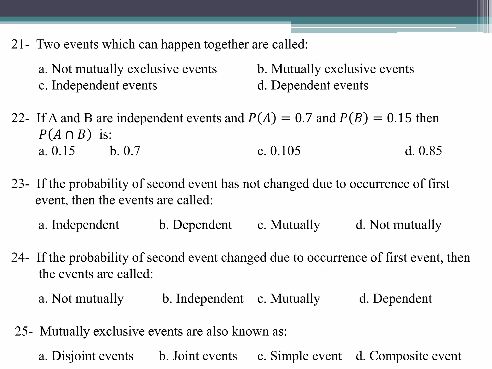 Mcqs (probability) | PPTX