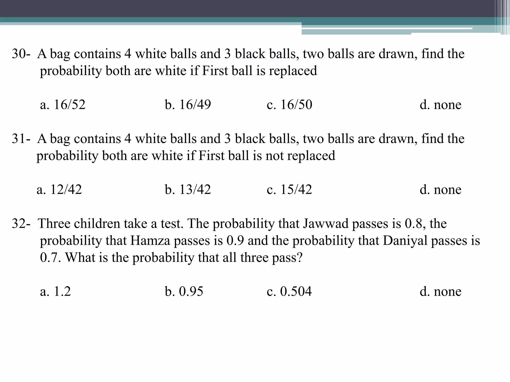 Mcqs (probability) | PPTX