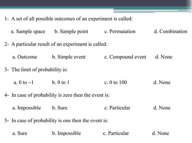 Mcqs (probability) | PPTX | Physics | Science