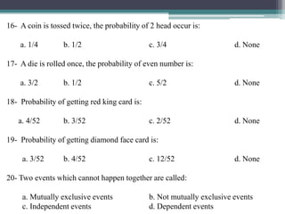 Mcqs (probability) | PPTX