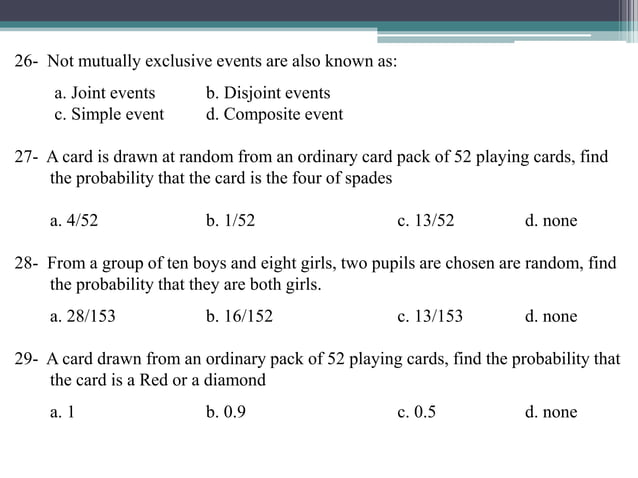 Mcqs (probability) | PPTX | Physics | Science