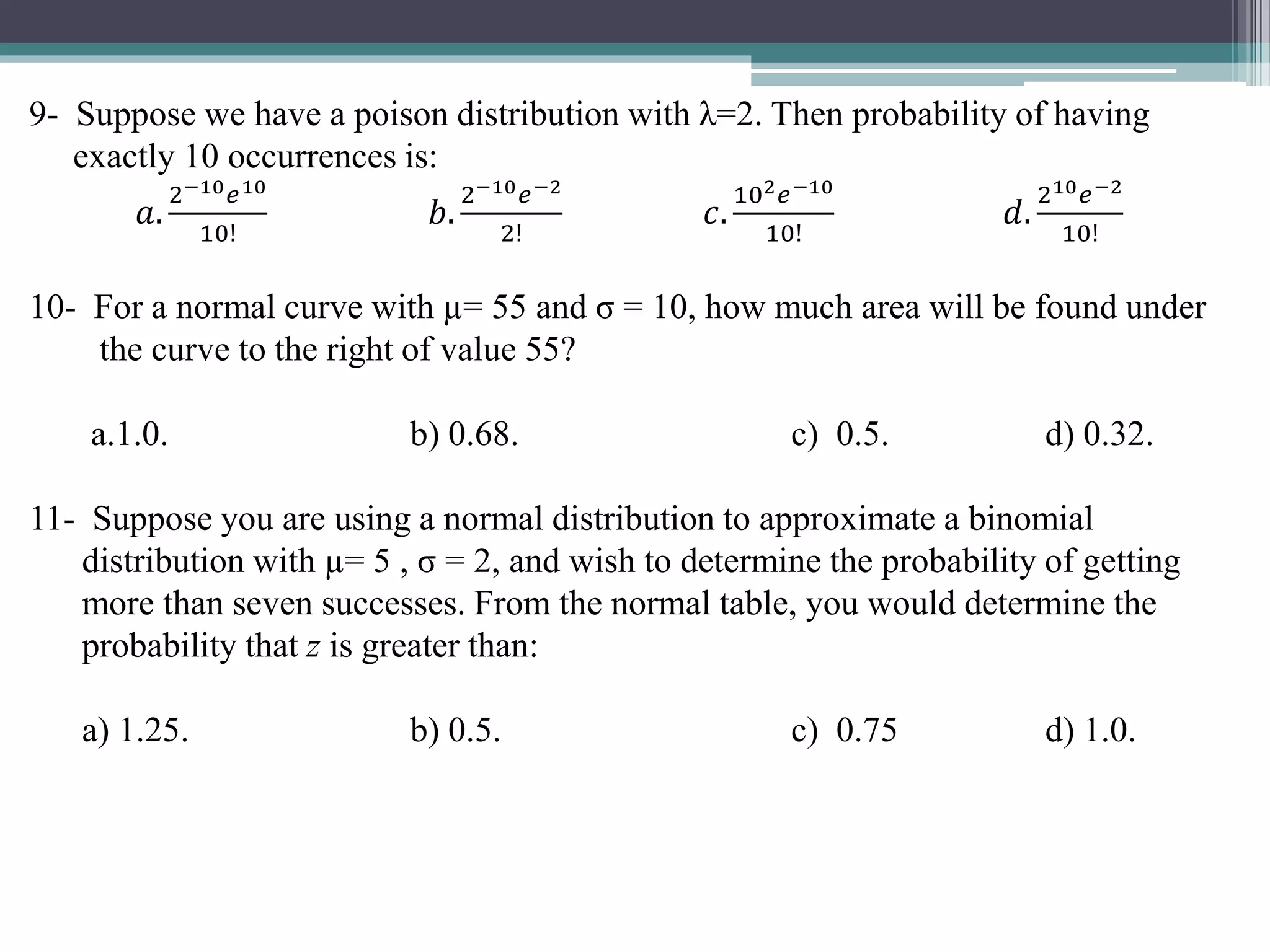 Mcqs (probability distribution) | PPTX