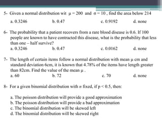 Mcqs (probability distribution) | PPTX
