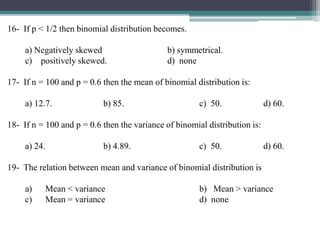 Mcqs (probability distribution) | PPTX