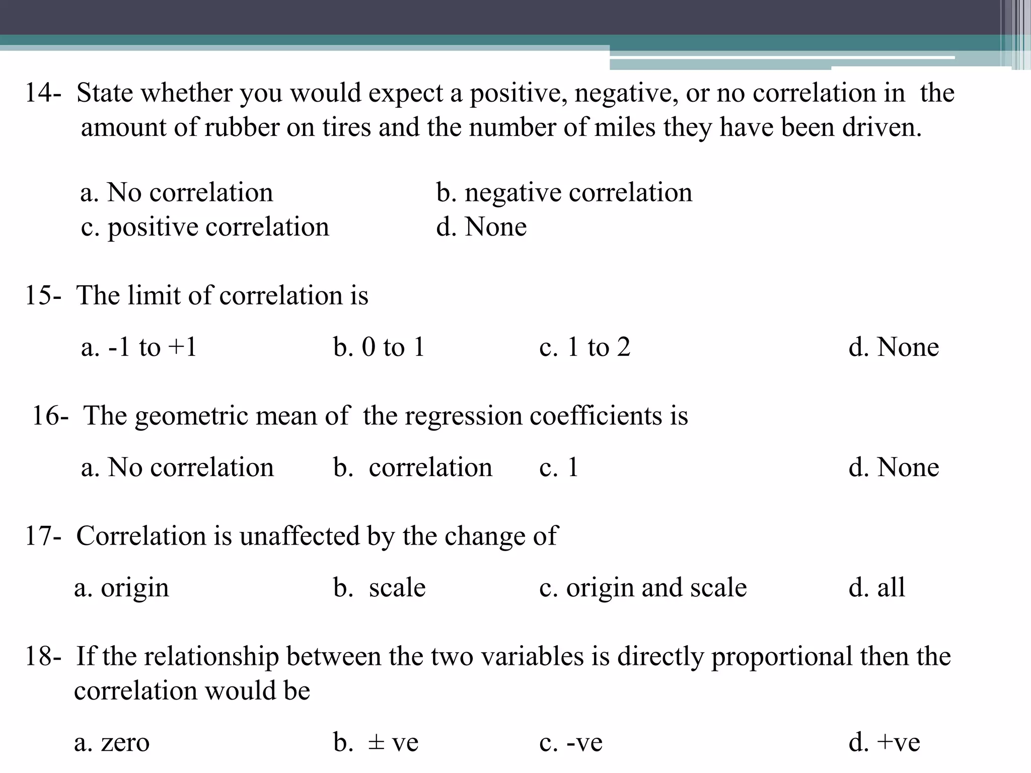 Mcqs (regression and correlation) | PPTX