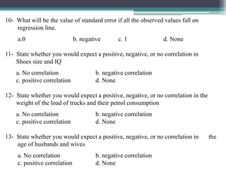 Mcqs (regression and correlation) | PPTX