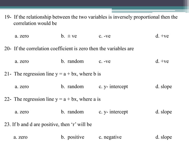 Mcqs (regression and correlation) | PPT