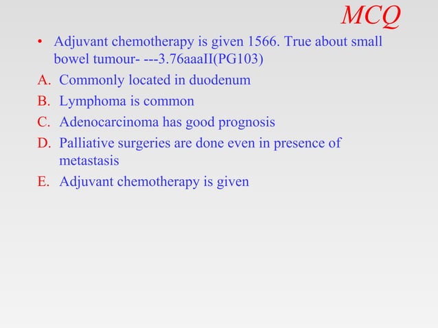 MCQs small bowel tumour.pptx
