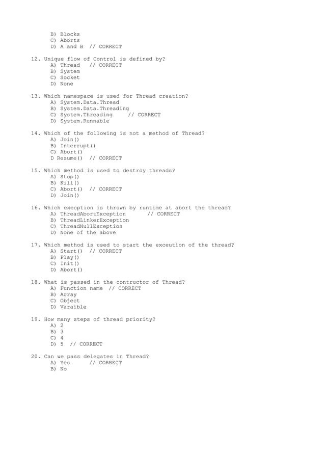 Mc qs threads | TXT | Programming Languages | Computing