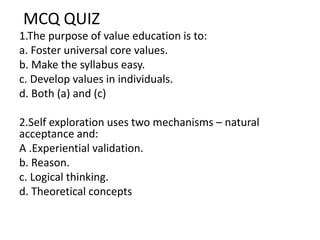 human value and professional ethics Mcq unit 2 | PPTX